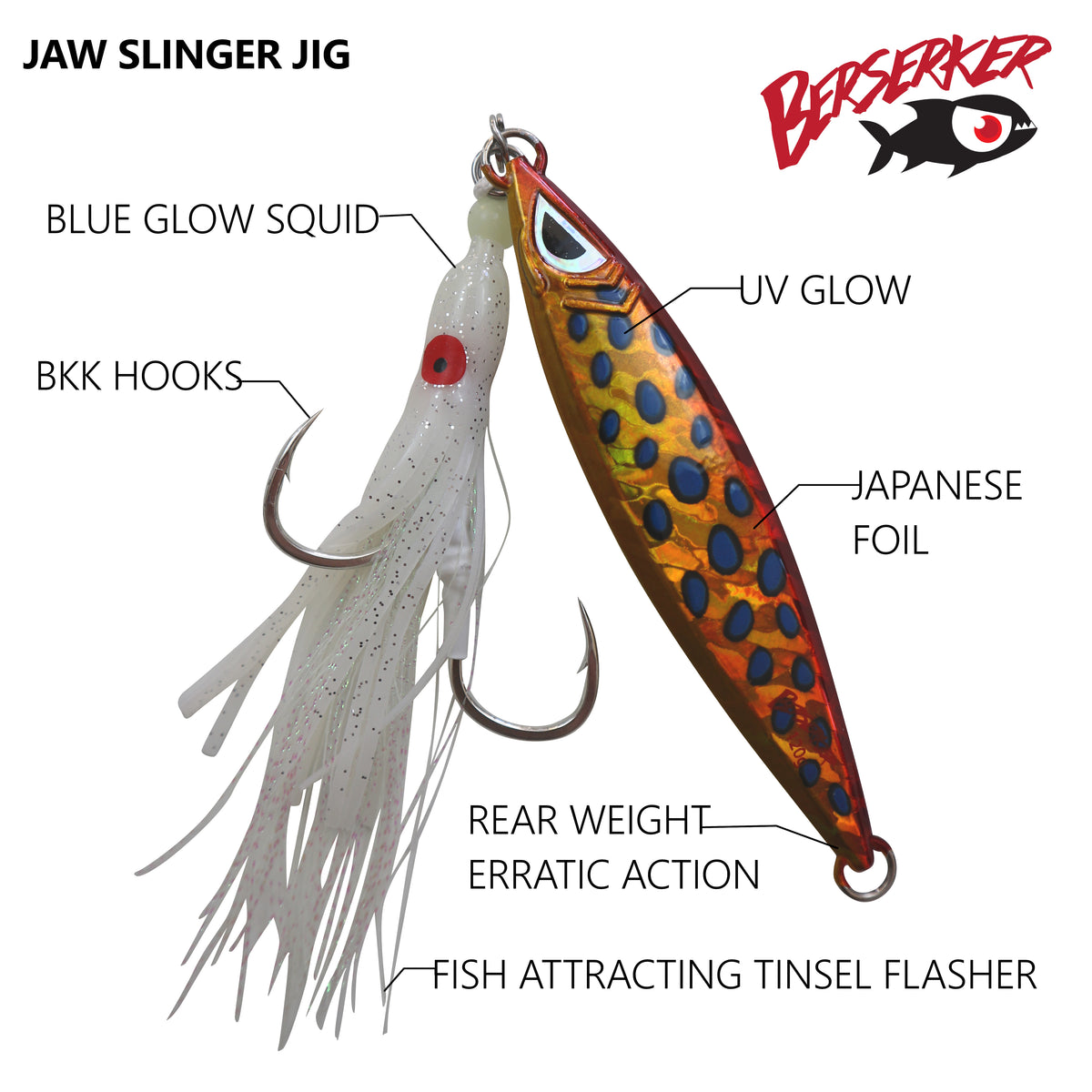 Jaw Slinger Jig Blue Pilly Glow BKK – Berserker fishing